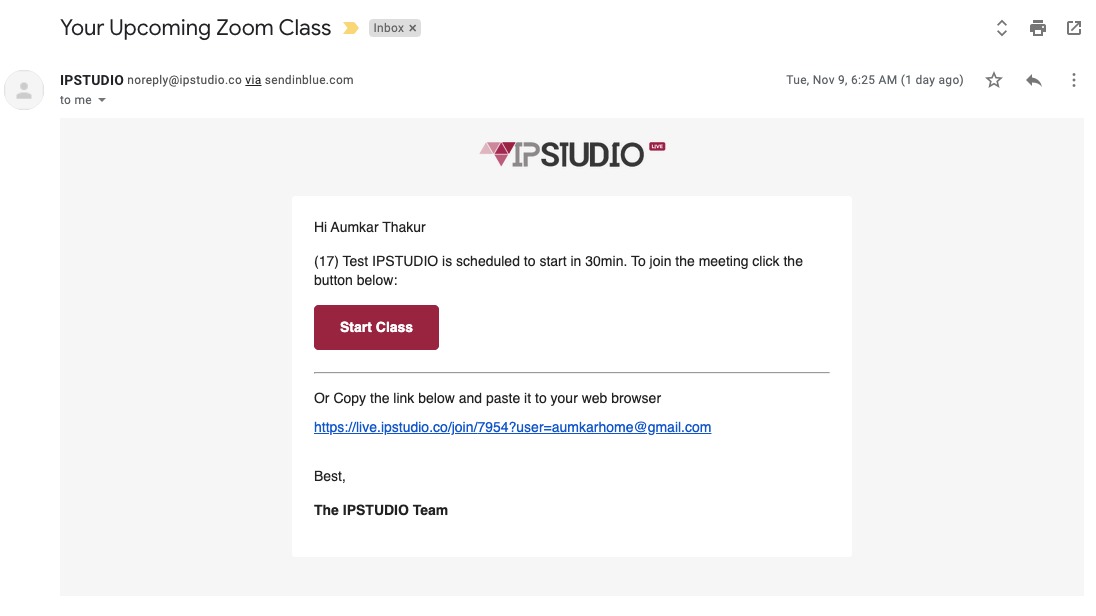 Live by IPSTUDIO™ Standard – emails powered by Mariana Tek and delivered to your client via your ...